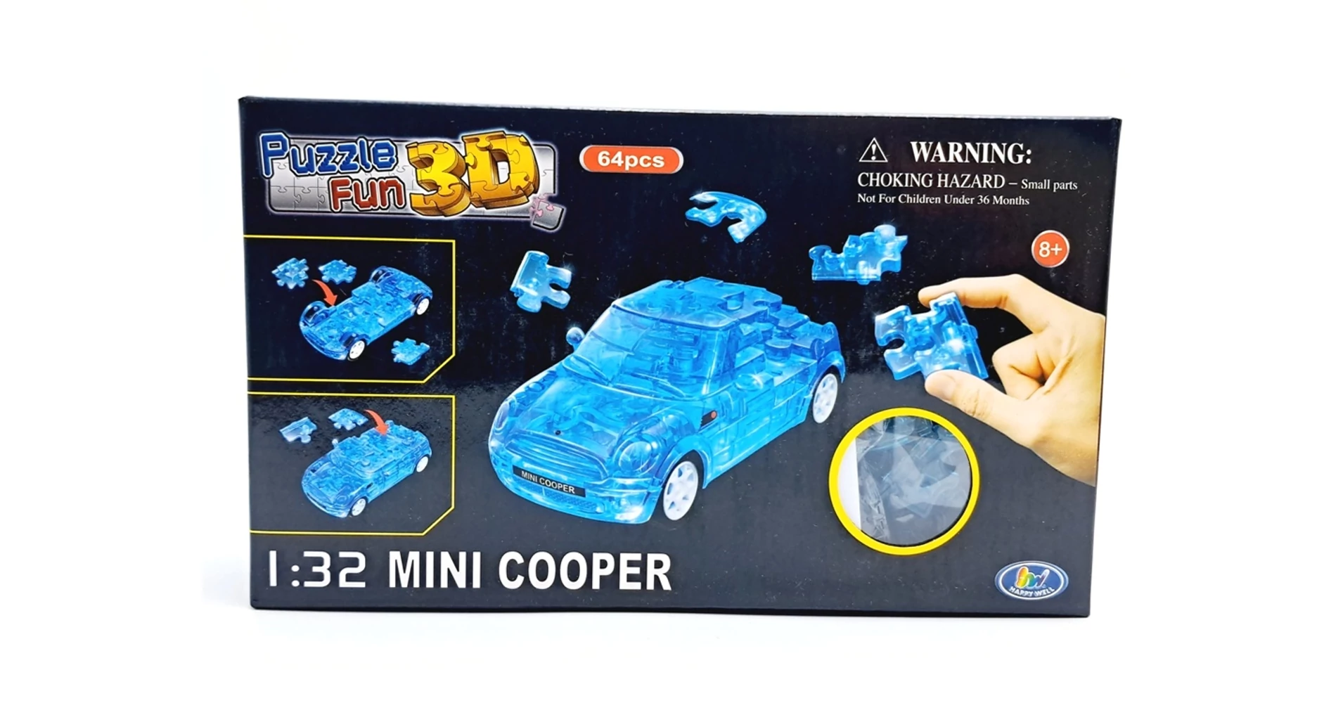 Mini Cooper 64 db-os 3D puzzle makettautó