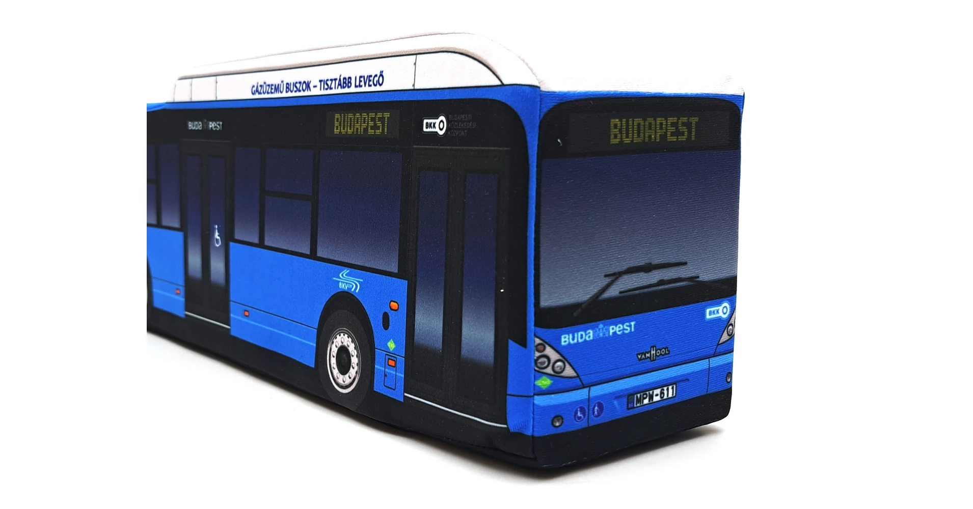 Plüss Van Hool New A330 CNG jármű gyerekeknek és felnőtteknek.