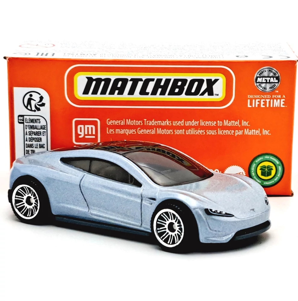 Tesla Roadster Matchbox méretarányos modell autó